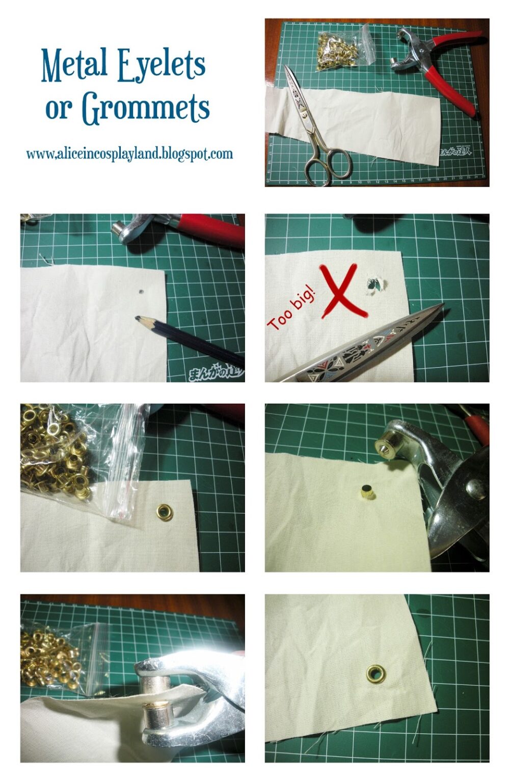 How to attach eyelets with eyelet pliers - Alice in Cosplayland