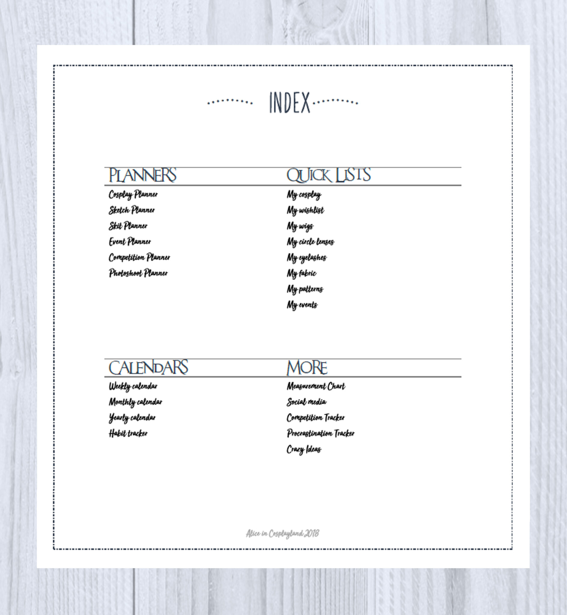 Cosplay Planner. Plan your cosplay year - Alice in Cosplayland