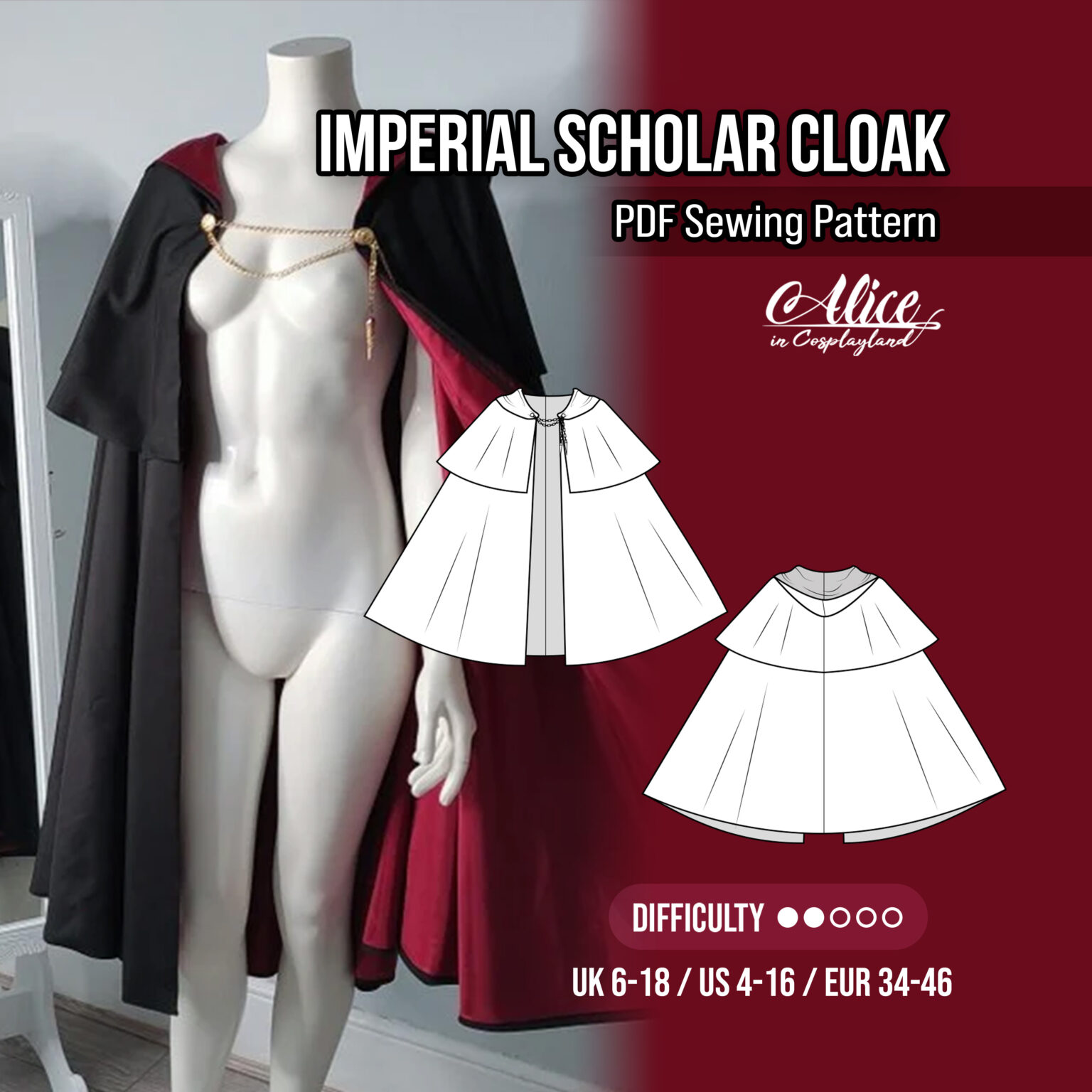 Hooded Cowl Sewing Pattern - Alice in Cosplayland
