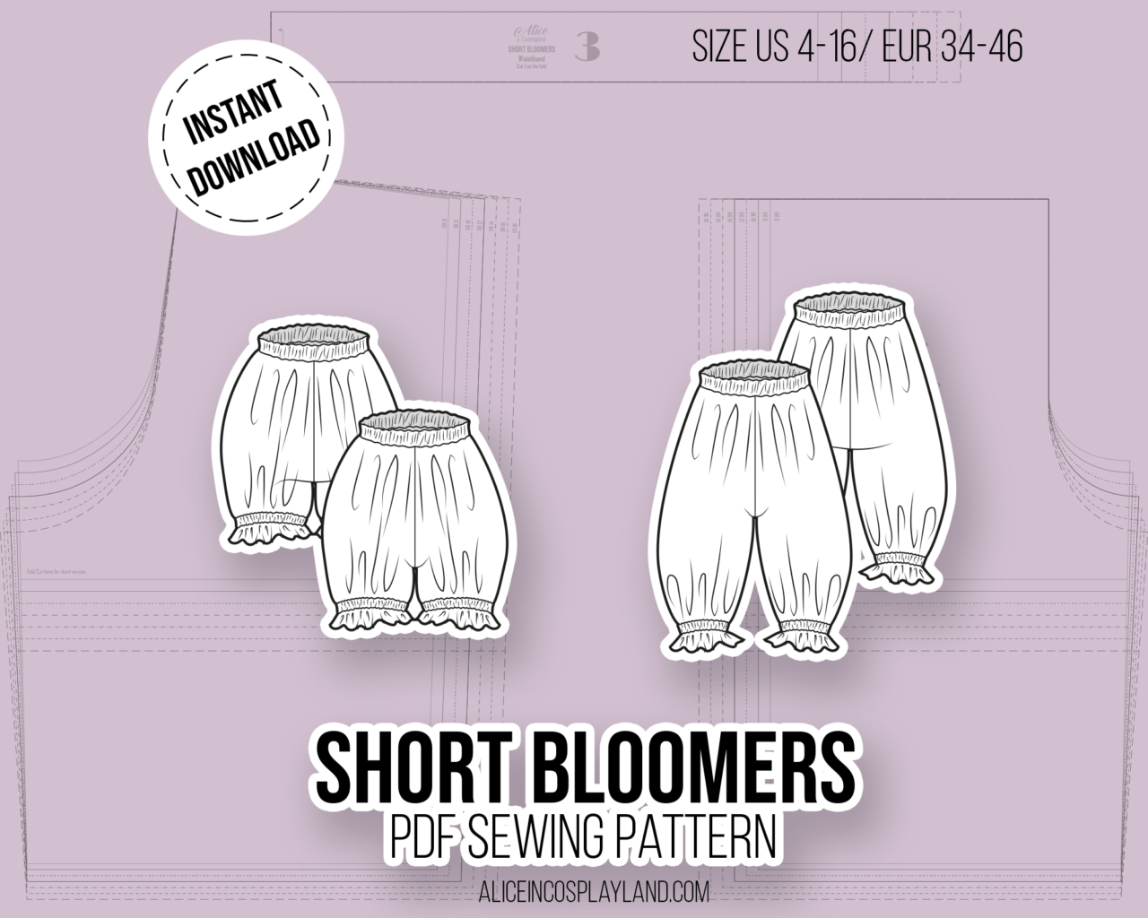 Short Bloomers Sewing Pattern - Alice in Cosplayland