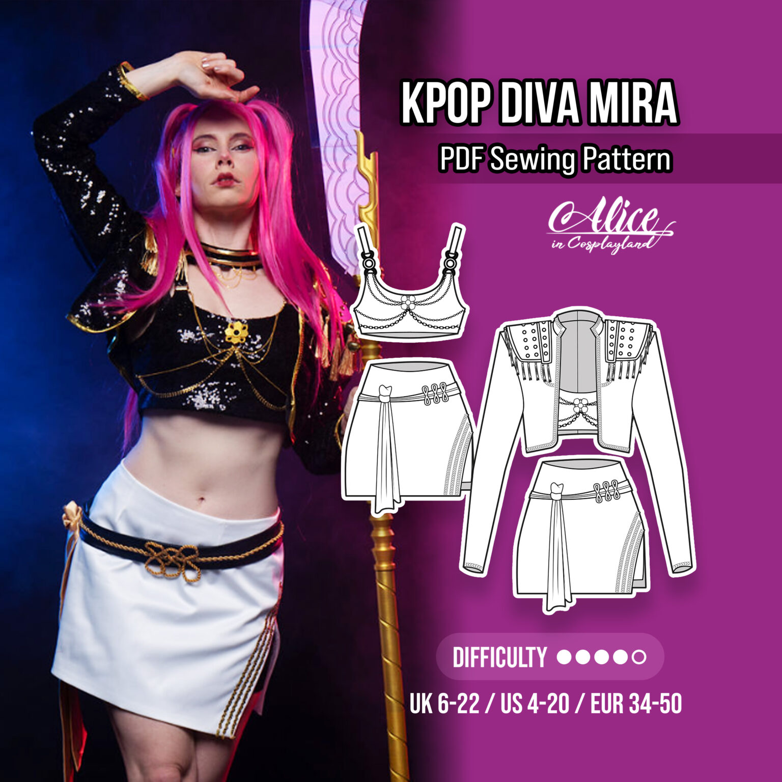 Golden Kpop Diva Rumi Sewing Pattern - Alice in Cosplayland
